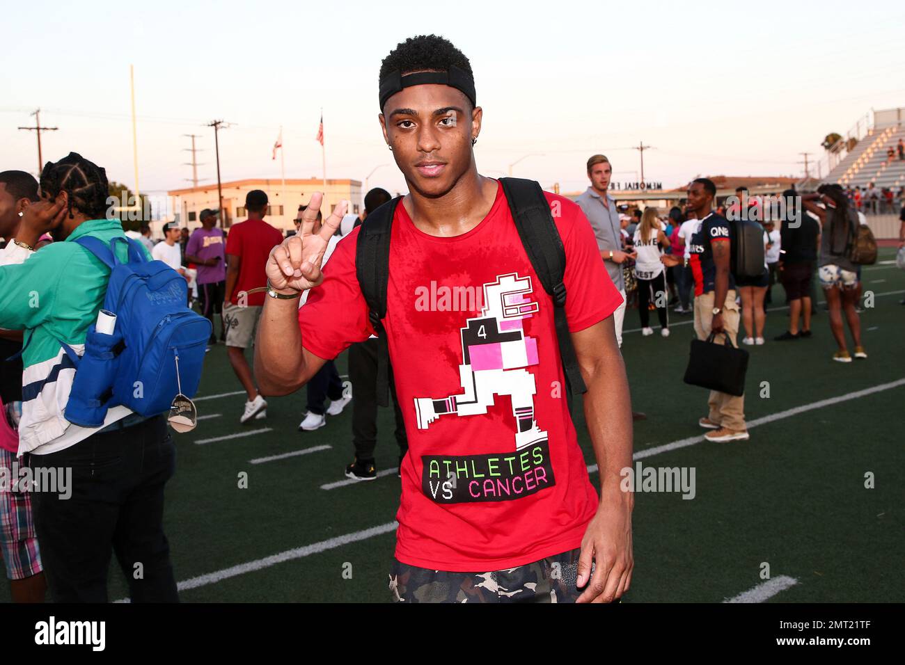 Keith Powers attends the 4th Annual Athletes vs Cancer Celebrity Flag ...