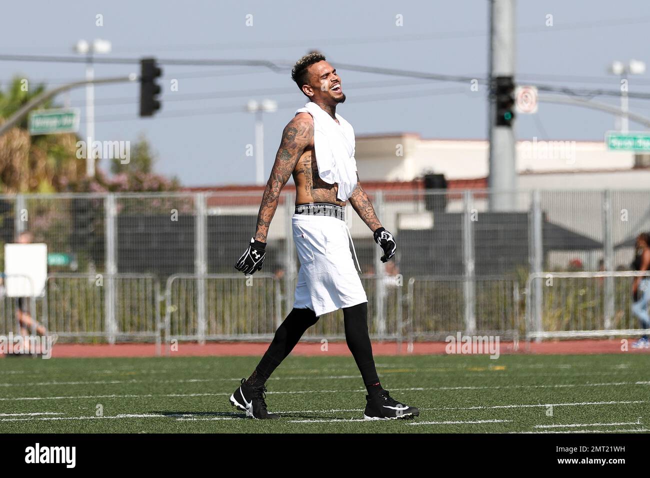 Chris Brown attends the 4th Annual Athletes vs Cancer Celebrity Flag ...