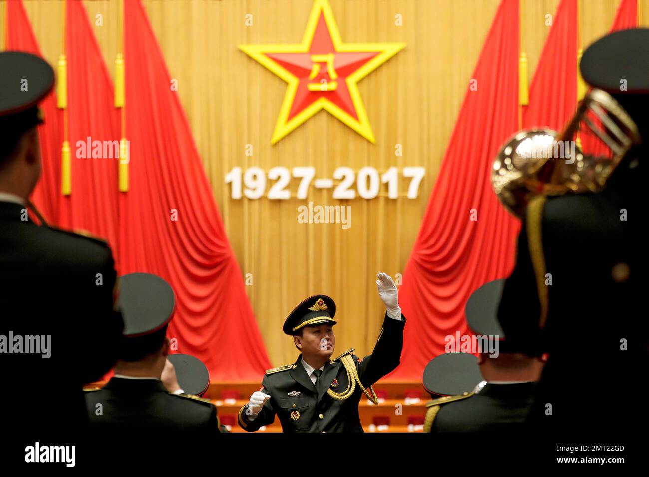 In this Tuesday, Aug. 1, 2017, file photo, a military band conductor ...
