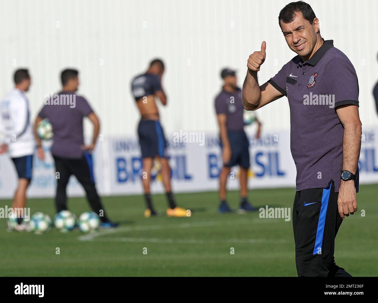 In this July 28, 2017 photo, Corinthians soccer coach Fabio Carille ...