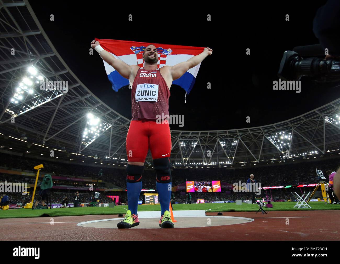 Croatia's Stipe Zunic celebrates after winning the bronze medal in the ...