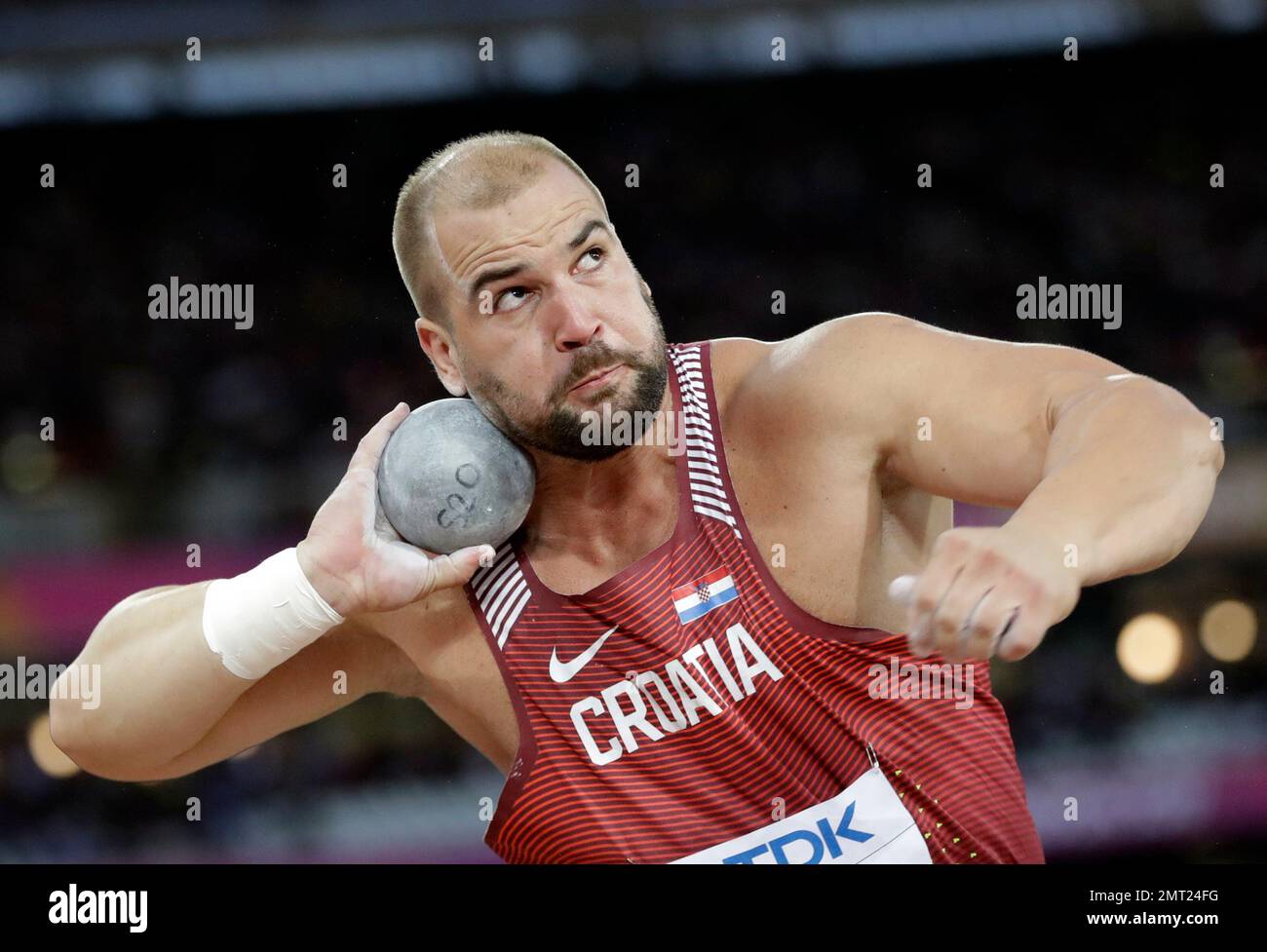 Croatia's Stipe Zunic competes in men's shot put final during the World ...