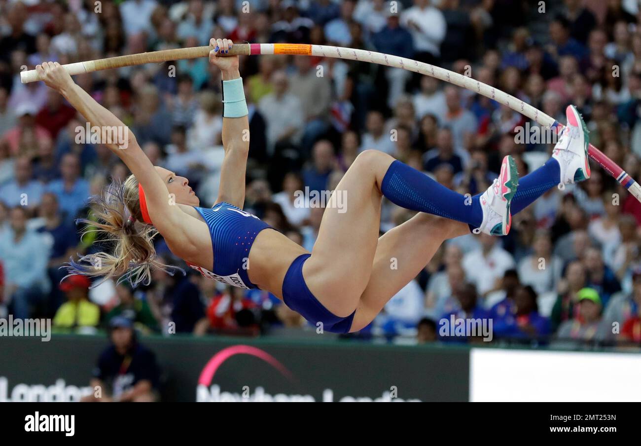 United States' Sandi Morris makes an attempt in the women's pole vault ...
