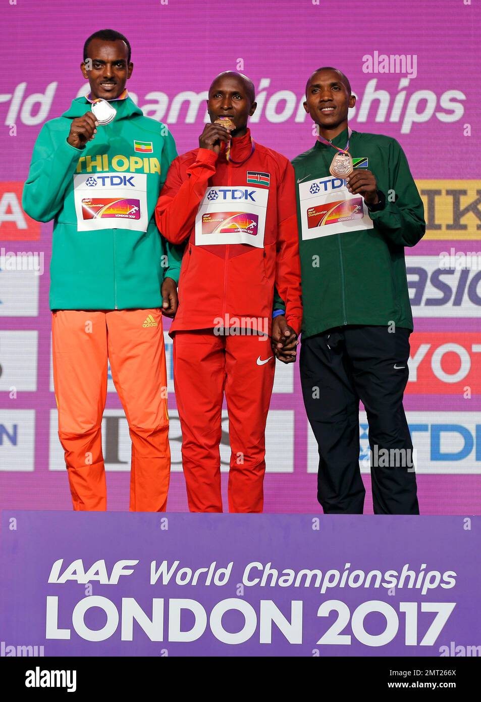 Ethiopia's Tamirat Tola, silver, Kenya's Geoffrey Kipkorir Kirui, gold ...