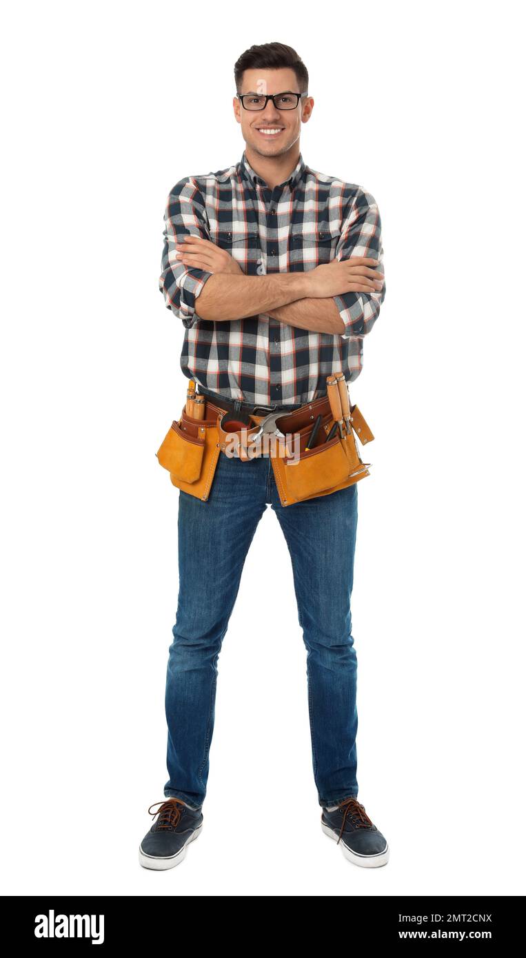 Handsome carpenter tool belt hi-res stock photography and images - Alamy