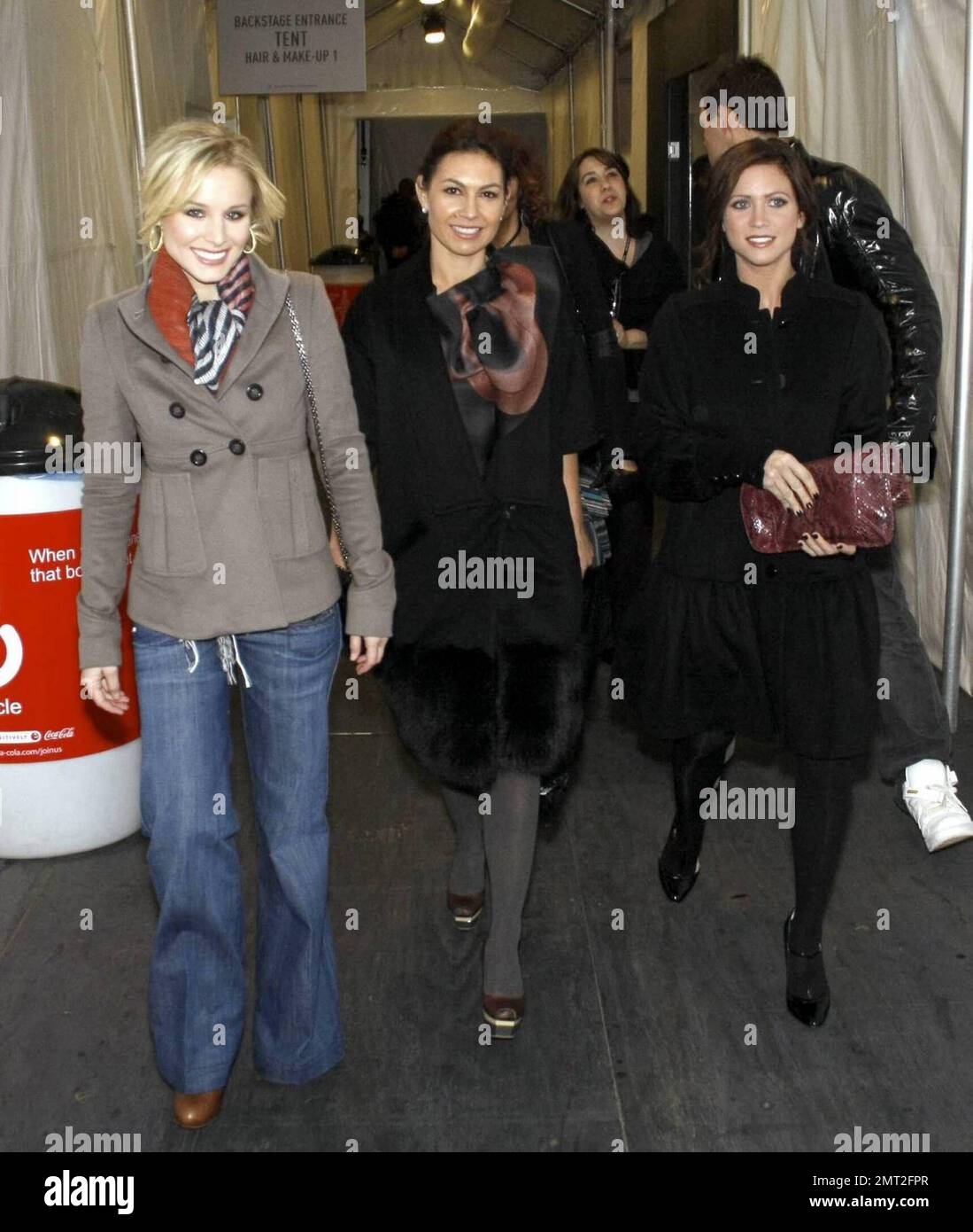 Kristen Bell and Brittany Snow attend the Miss Sixty fashion show ...