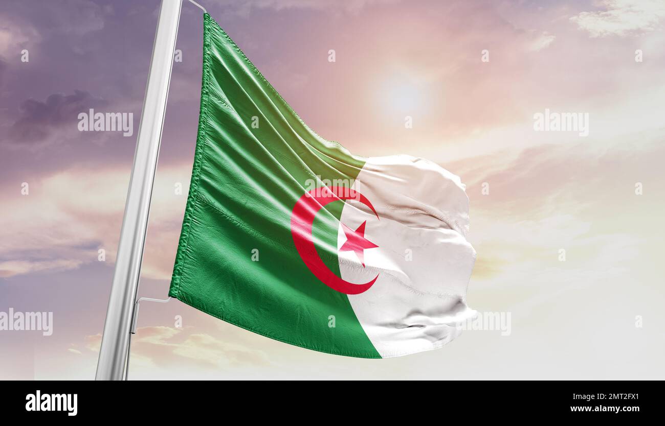 Algeria flag waving in hi-res stock photography and images - Alamy