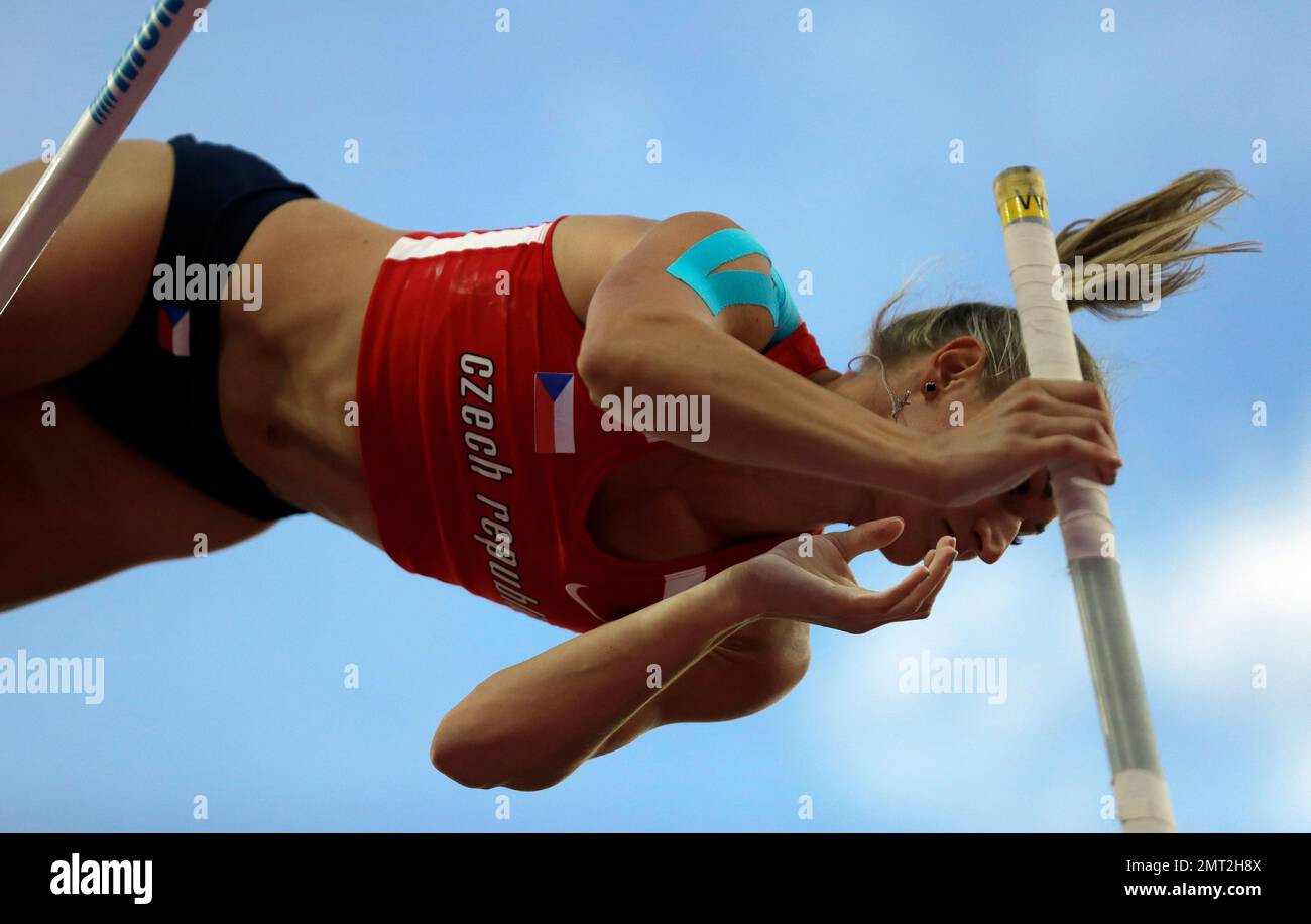 Czech Republic's Jirina Ptacnikova competes in the women's pole vault ...