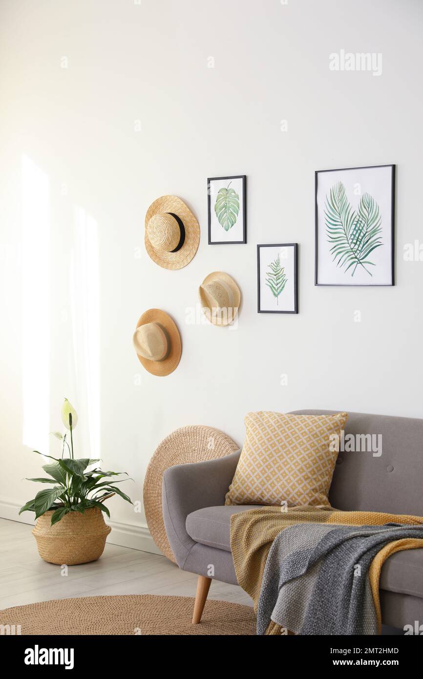 Living room interior design with comfortable couch Stock Photo - Alamy