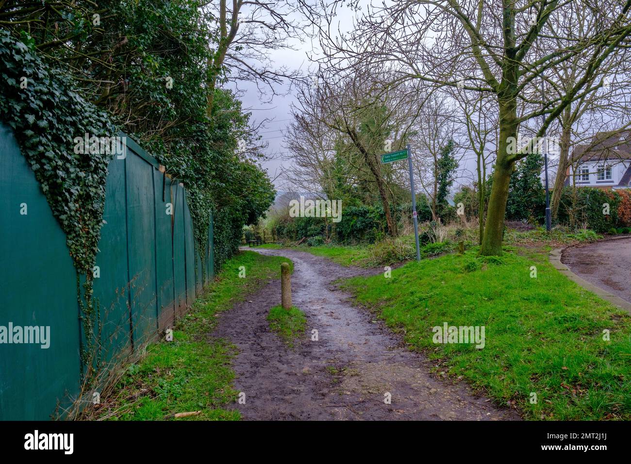 Muddy footpath in Pinner, Harrow suburb, Northwest London, England ...
