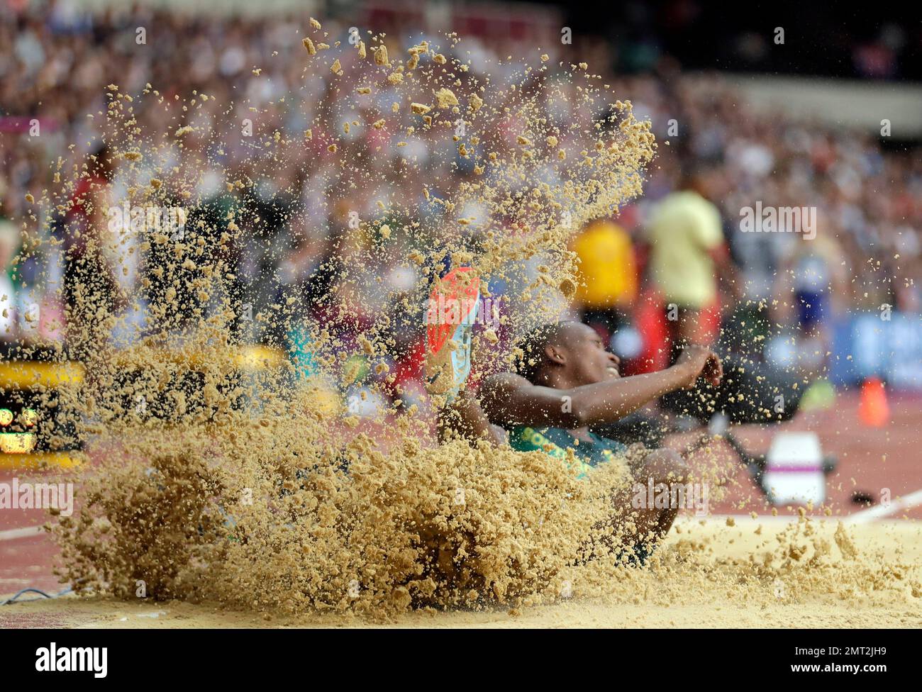 South Africa's Luvo Manyonga competes in men's long jump qualification ...