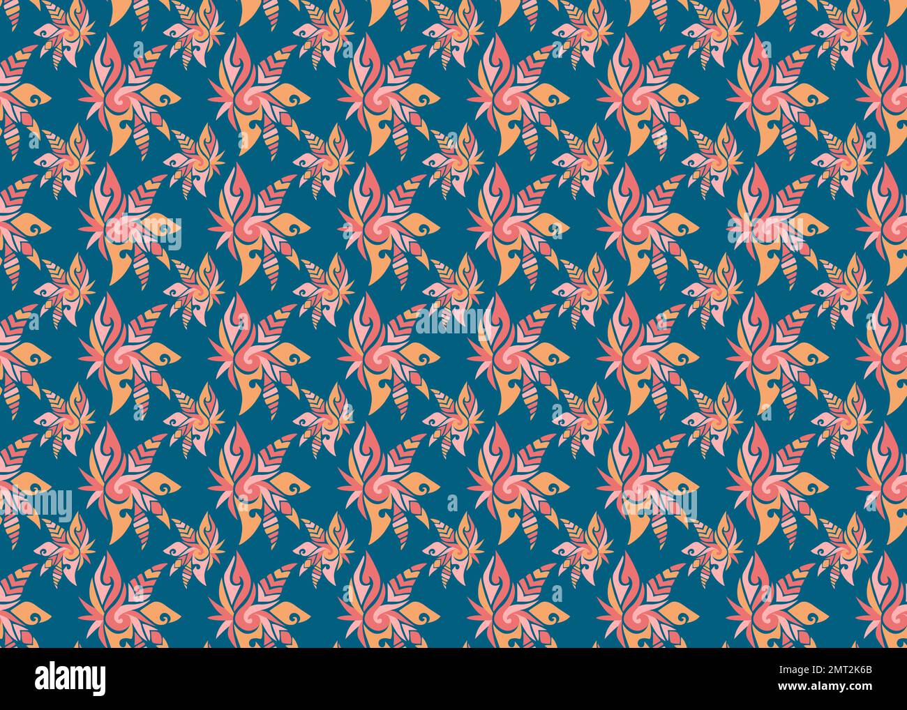 Seamless floral fabric pattern design with blue background, blue flower ...