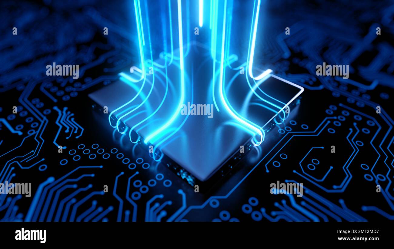 Motherboard digital chip technology background, 3d rendering Stock ...