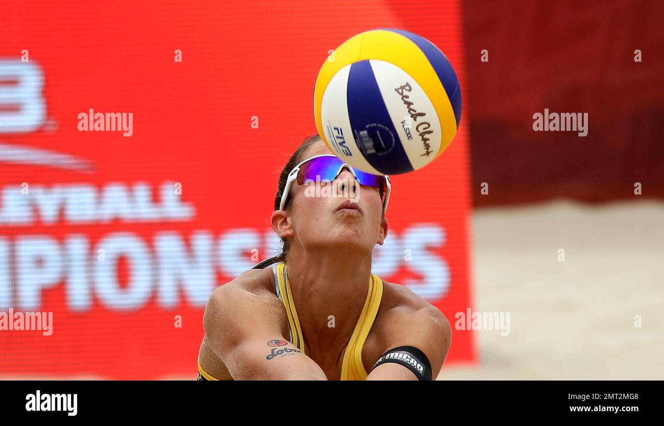 Germany's Chantal Laboureur plays the ball during the women's quarter ...