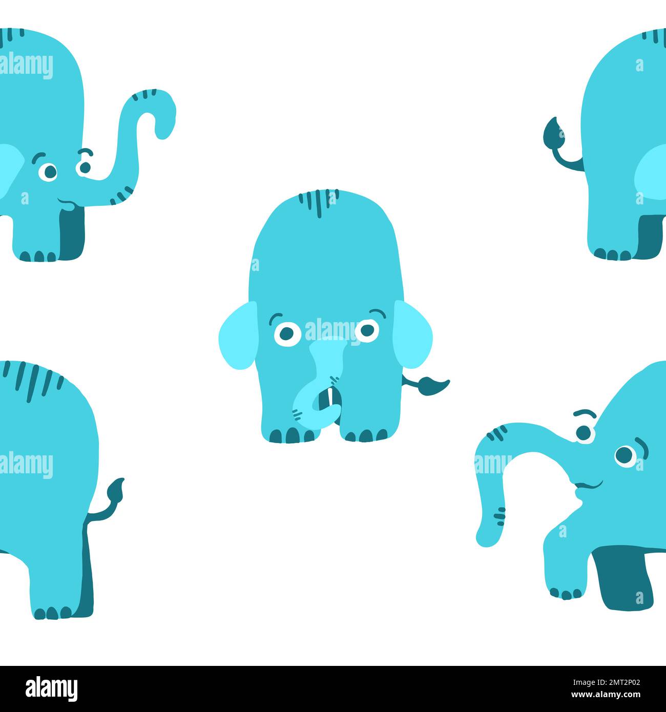 Elephants seamless pattern. Vector illustration in cartoon flat style ...