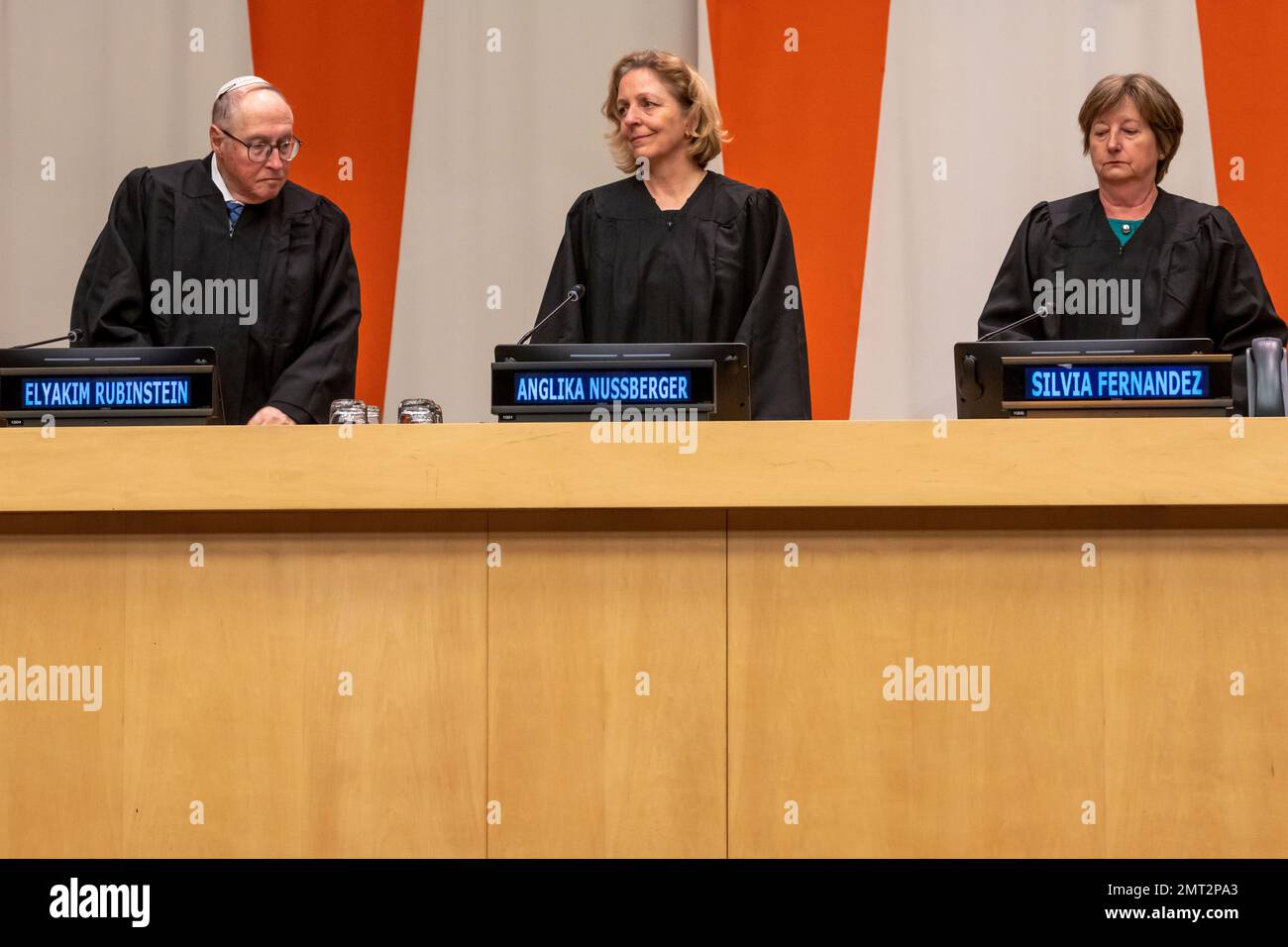 NEW YORK, NEW YORK - JANUARY 31: (L-R) Honorable Judge Elyakim ...