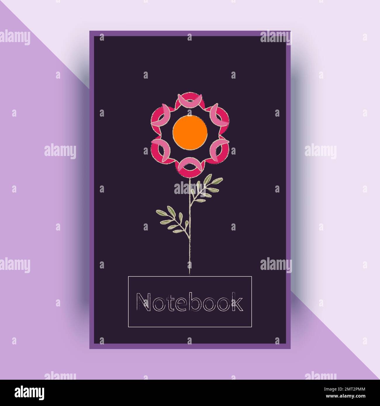 purple notebook cover design with pink flower, purple journal cover ...
