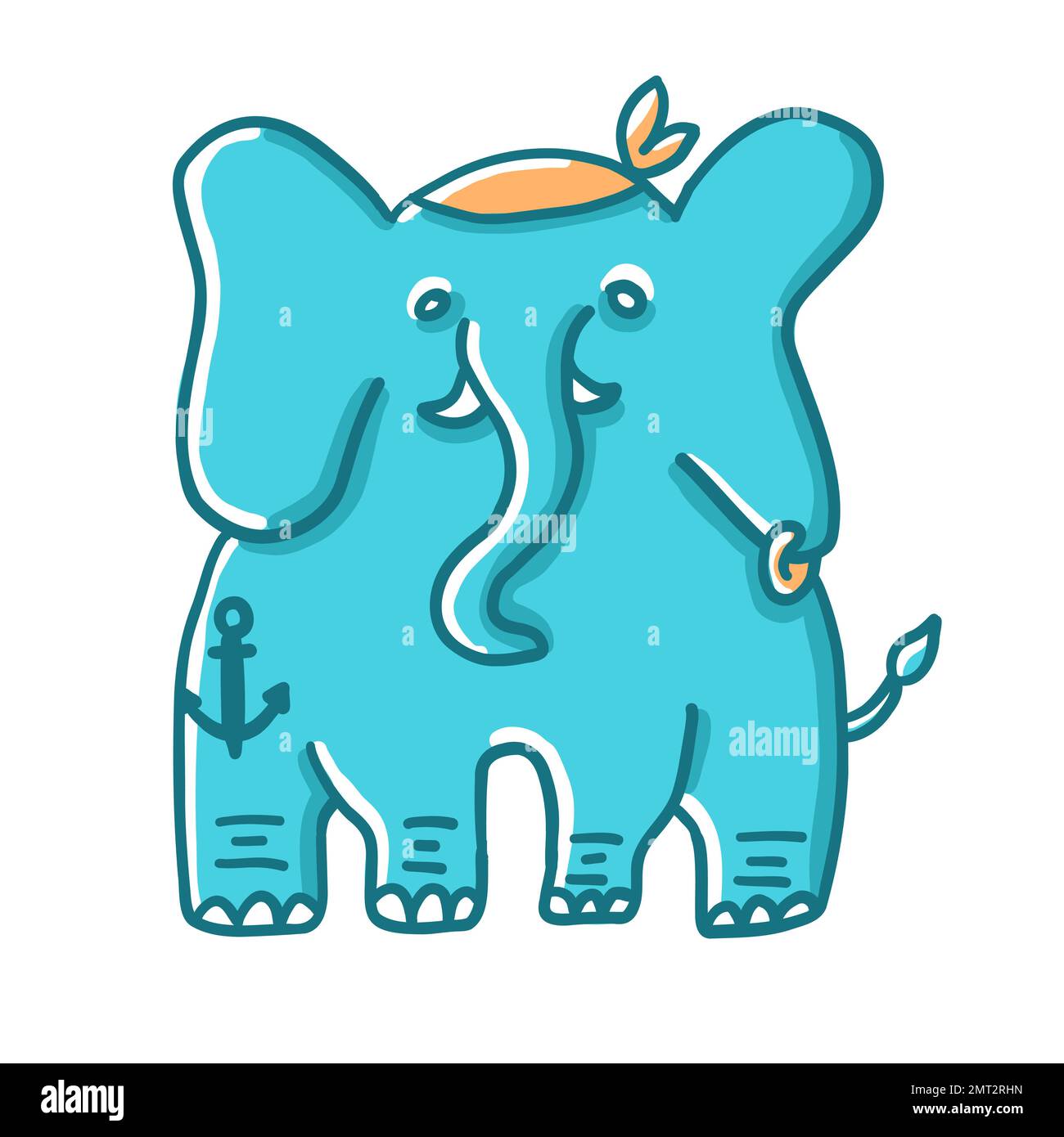 Elephant pirate. Vector illustration in cartoon flat style isolated on ...