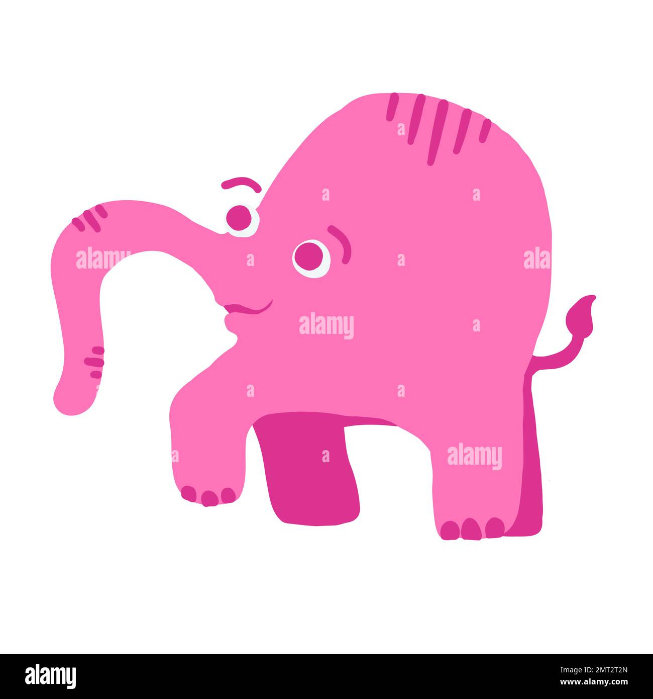 Pink elephant vector illustration in cartoon flat style isolated on ...