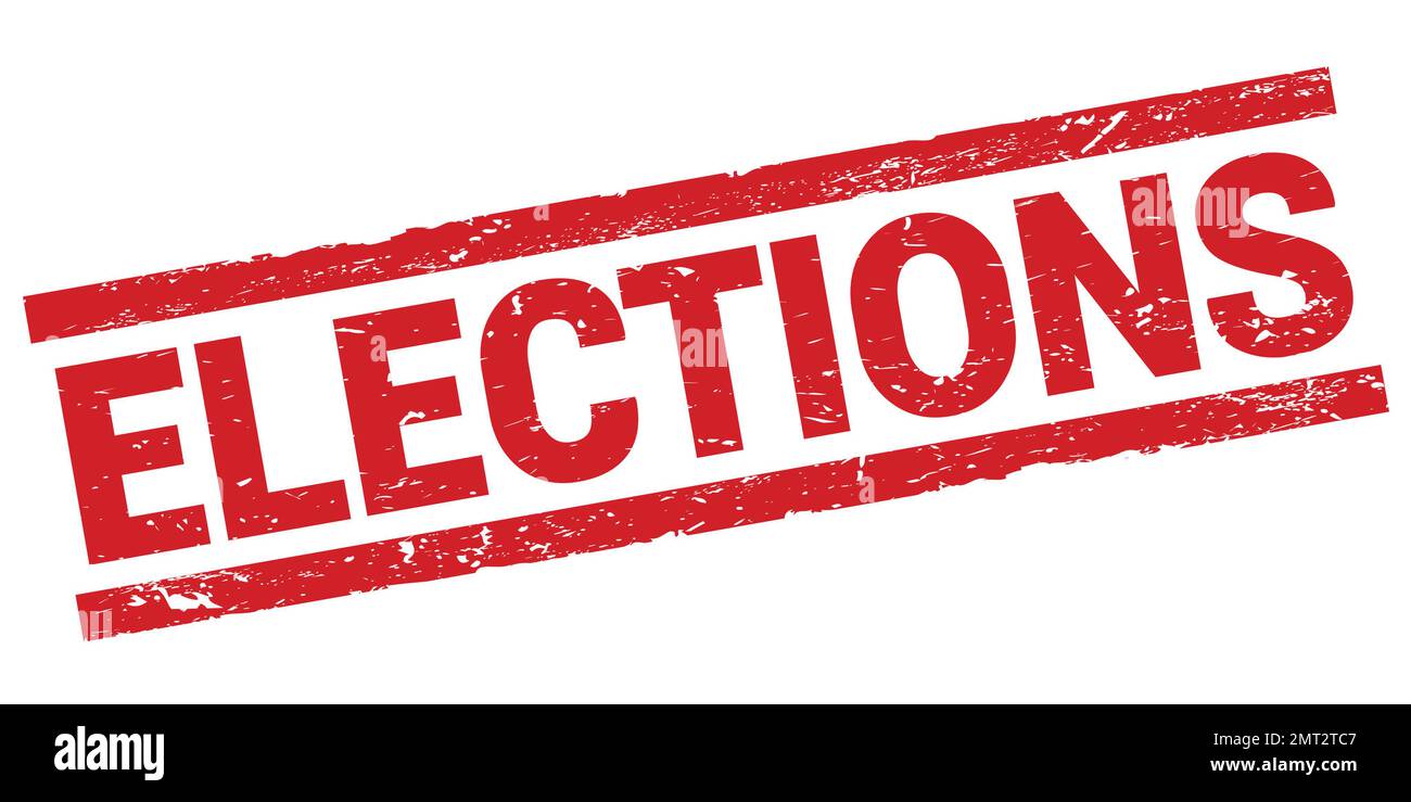 ELECTIONS text written on red rectangle stamp sign Stock Photo - Alamy