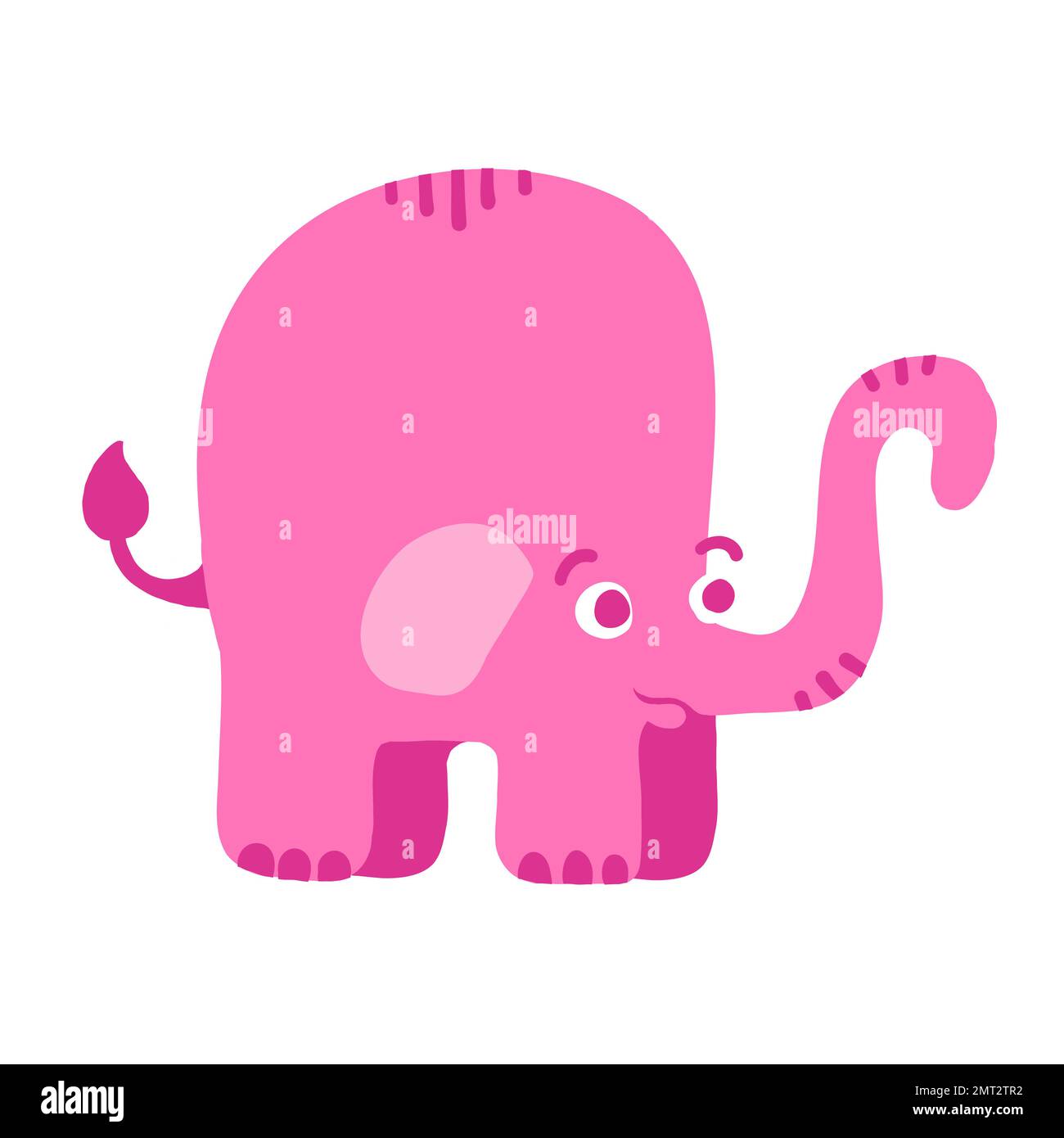 Pink elephant vector illustration in cartoon flat style isolated on ...