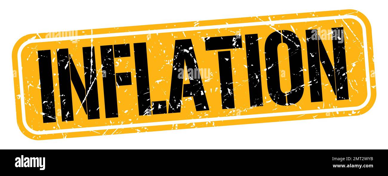 INFLATION text written on orange-black grungy stamp sign Stock Photo ...