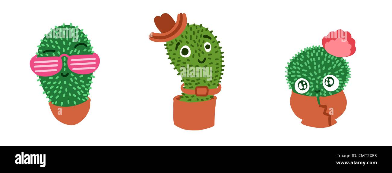 Cartoon cactus mascot. Vector illustration in cartoon flat style ...