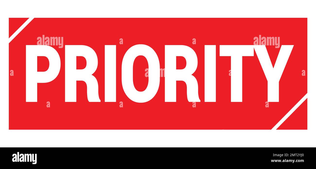 PRIORITY text written on red grungy stamp sign Stock Photo - Alamy