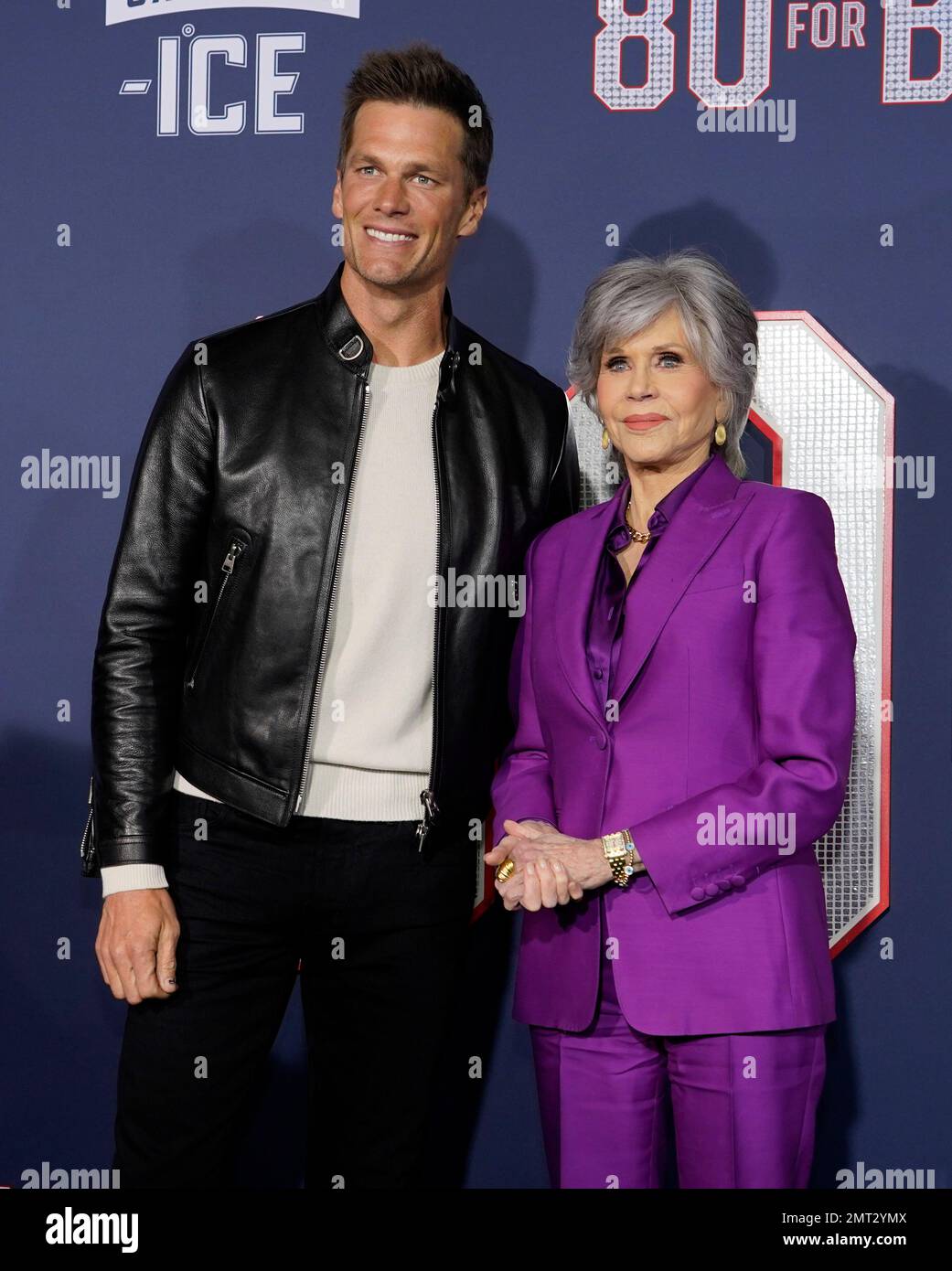 Tom Brady and Jane Fonda pose together at the premiere of the film "80 ...