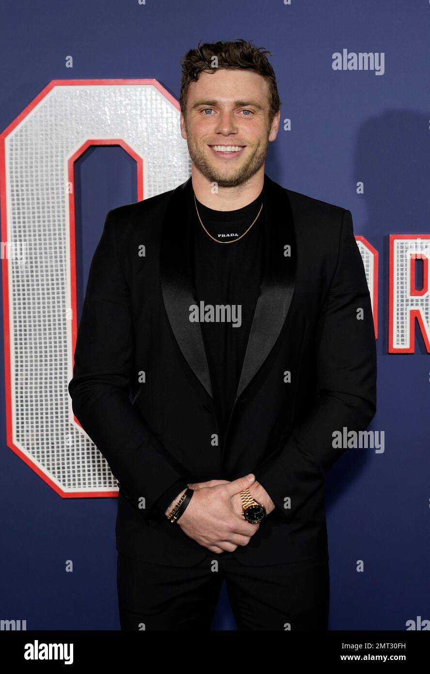 Gus Kenworthy poses at the premiere of the film "80 for Brady," Tuesday ...