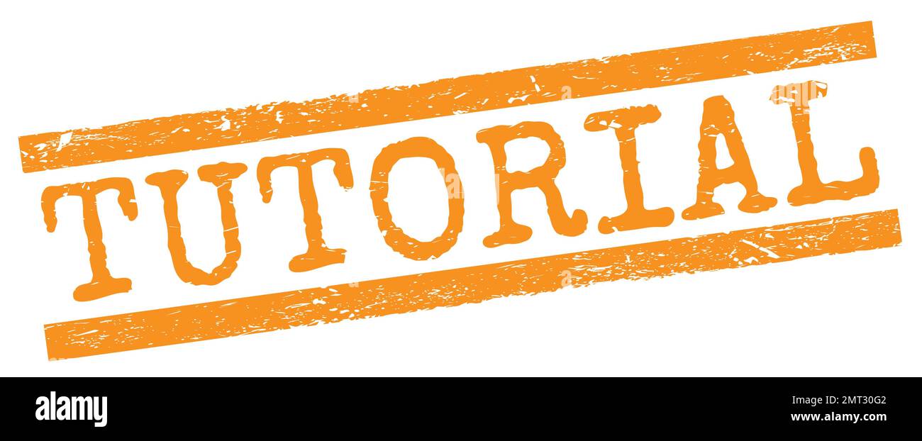 TUTORIAL text written on orange grungy lines stamp sign Stock Photo - Alamy