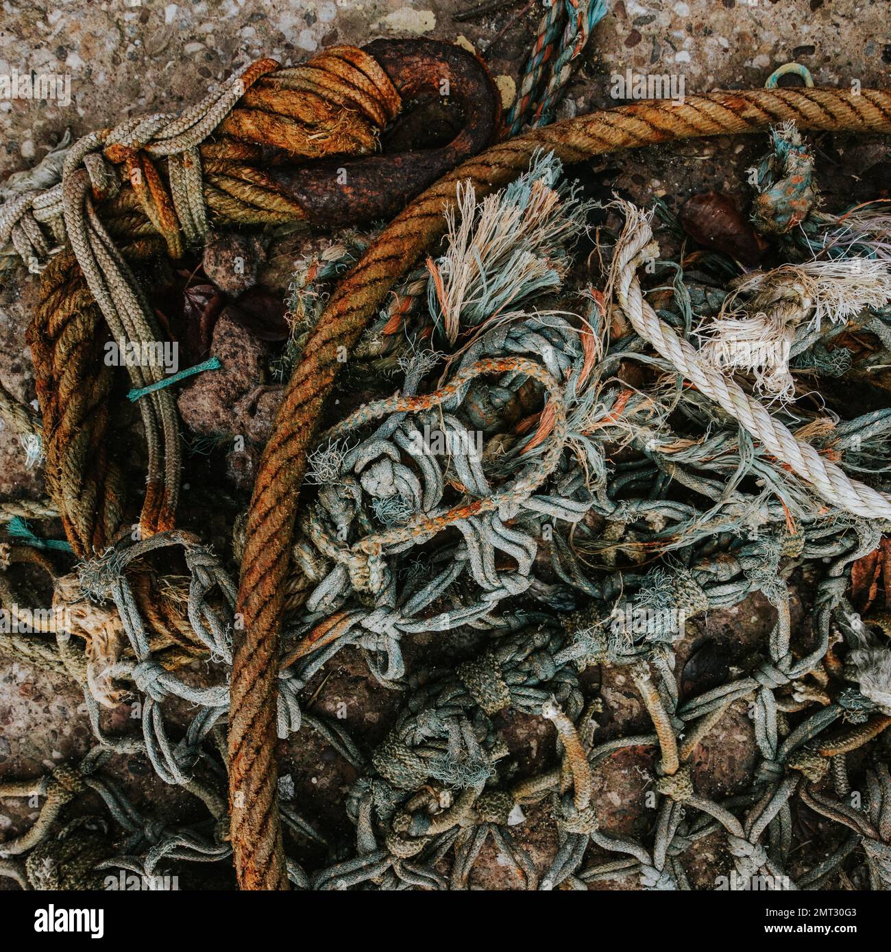 A dirty Fisherman's net on the shore Stock Photo - Alamy