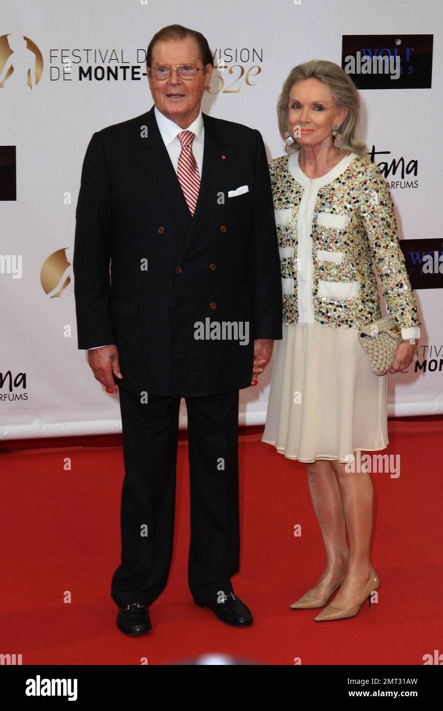 Roger Moore and Kristina Tholstrup at the opening ceremony of the 2012 ...