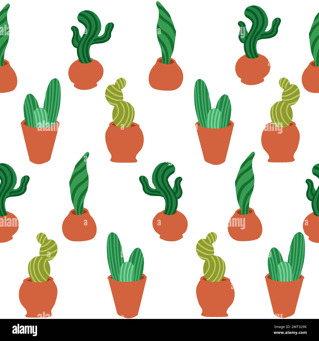 Cacti pattern. Vector illustration in cartoon flat style isolated on ...