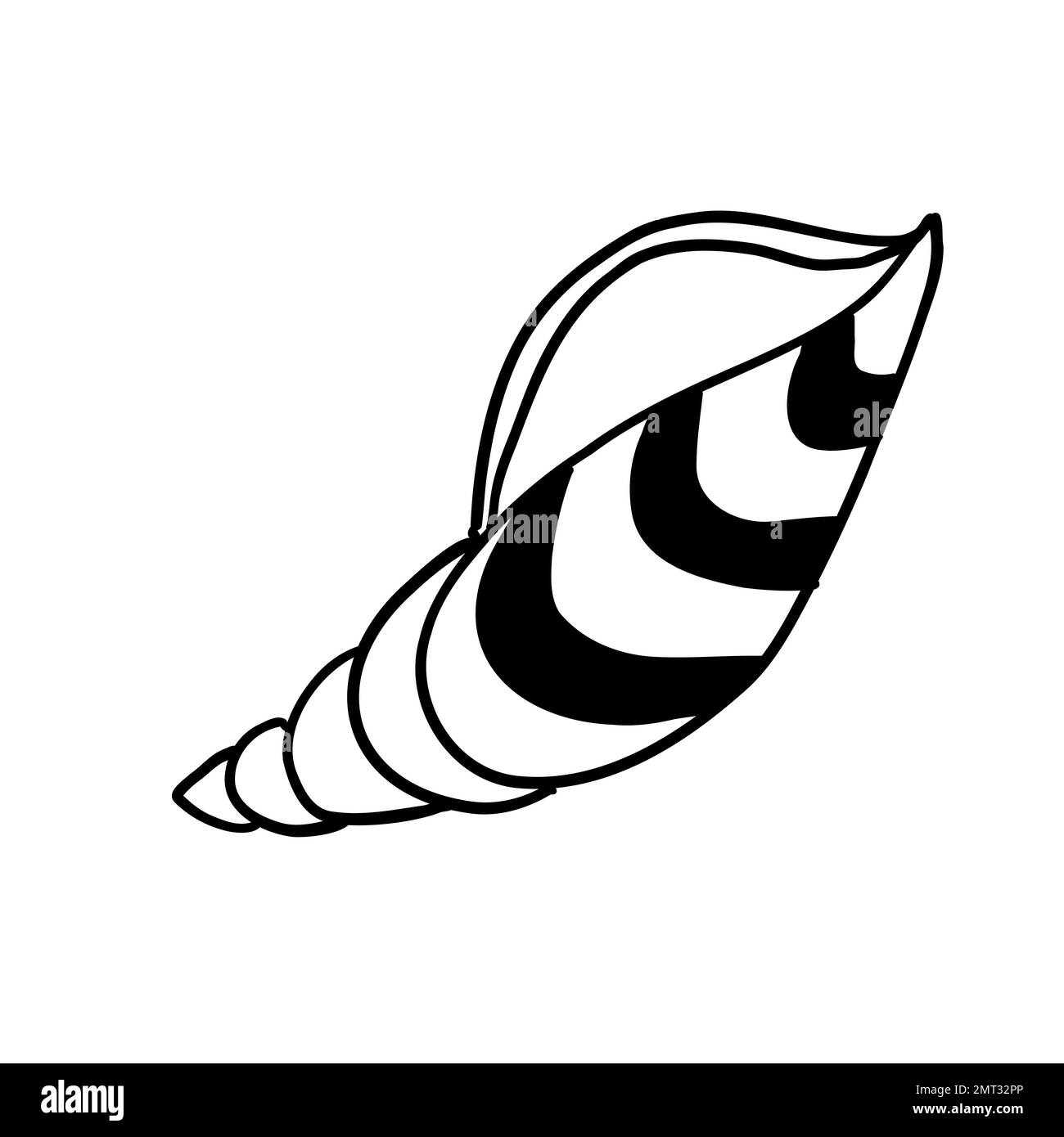 Pink ocean sea shell. Vector illustration in outline doodle style ...