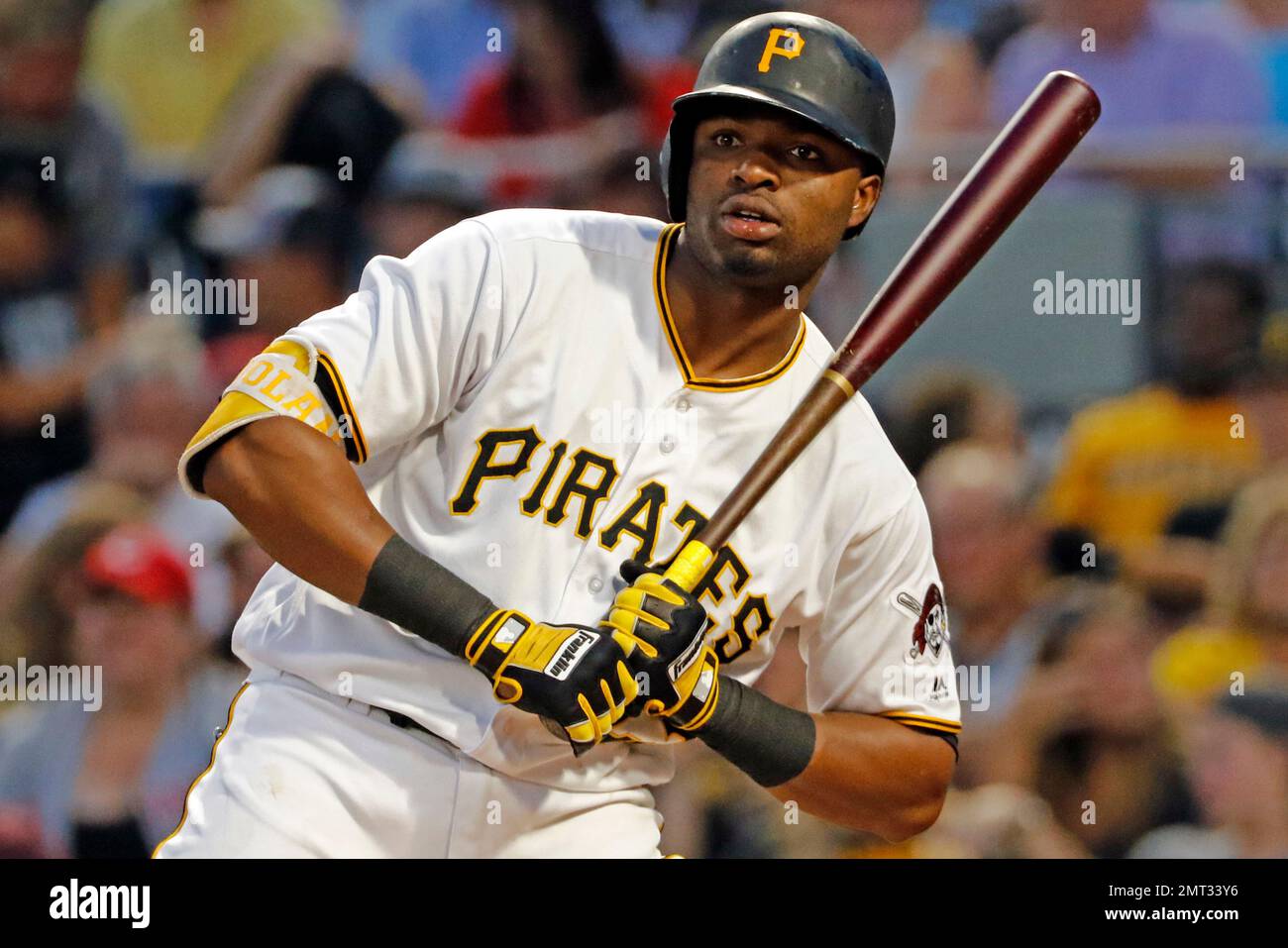 Pittsburgh Pirates' Gregory Polanco gets a sign during a fifth inning ...