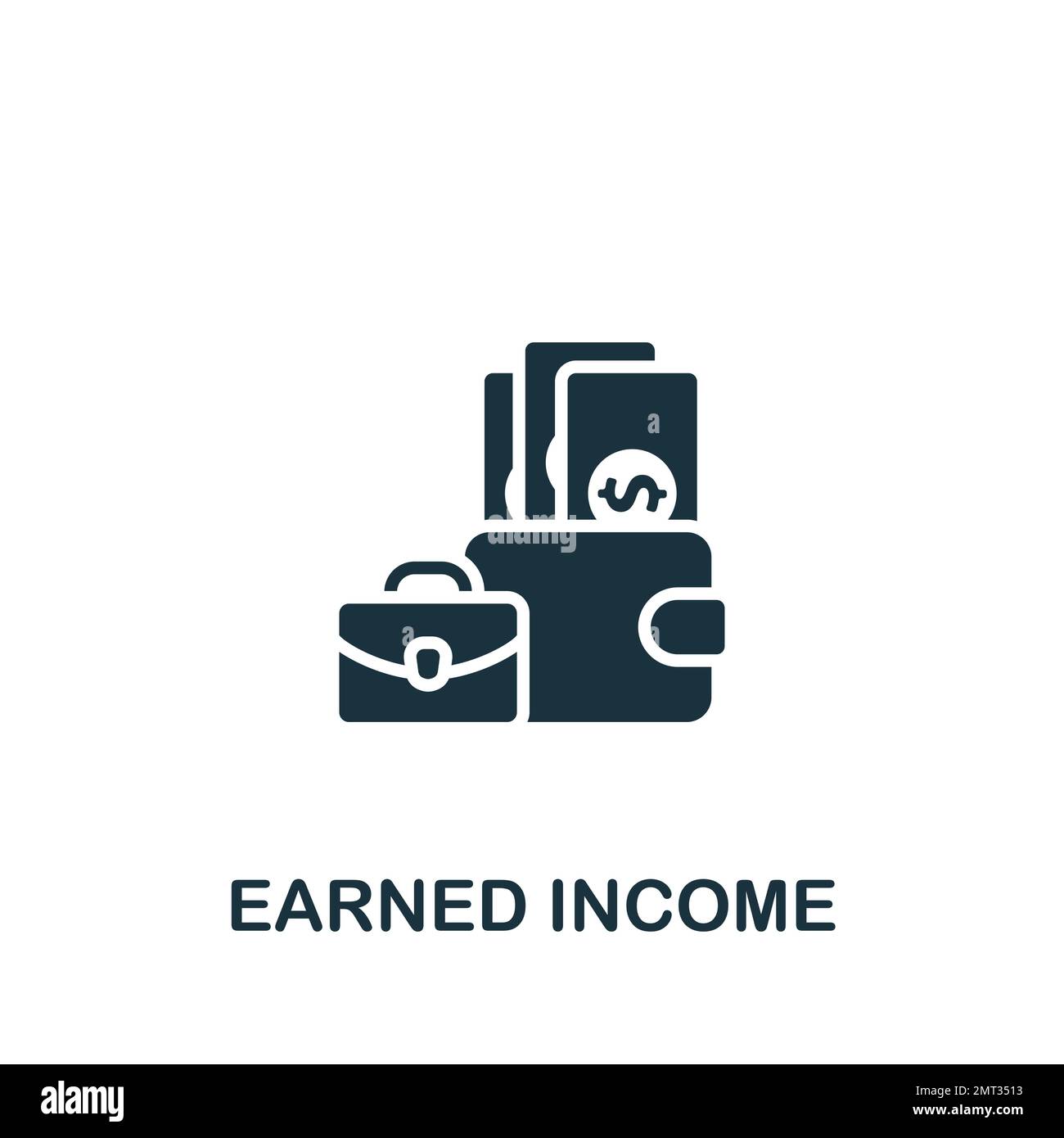 Earned income icon. Monochrome simple sign from common tax collection ...