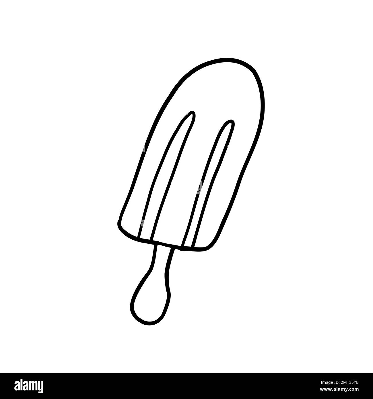 Popsicle Ice Cream Vector Illustration In Outline Doodle Style