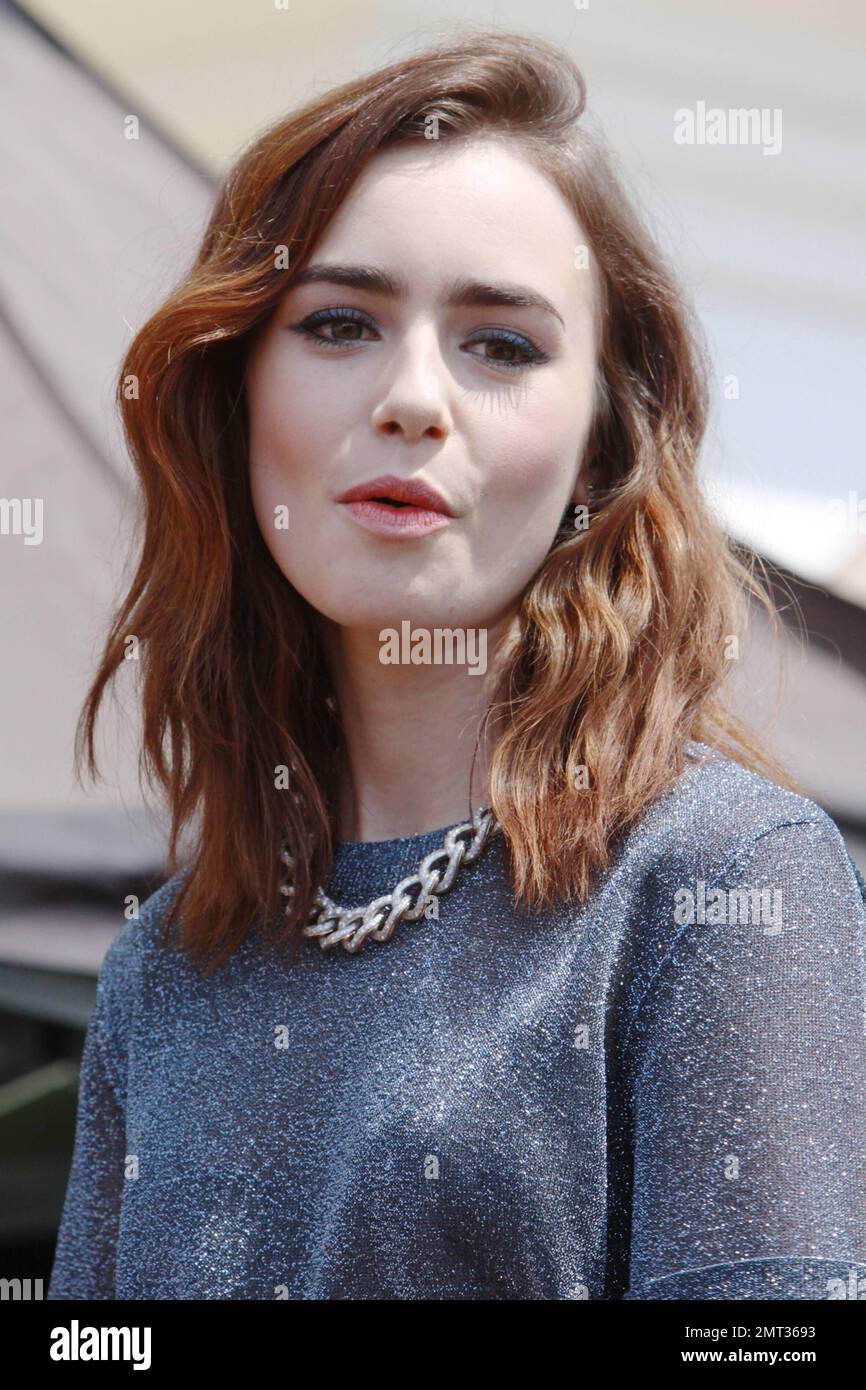 Lily Collins at a fan meet and greet for The Mortal Instruments City of ...