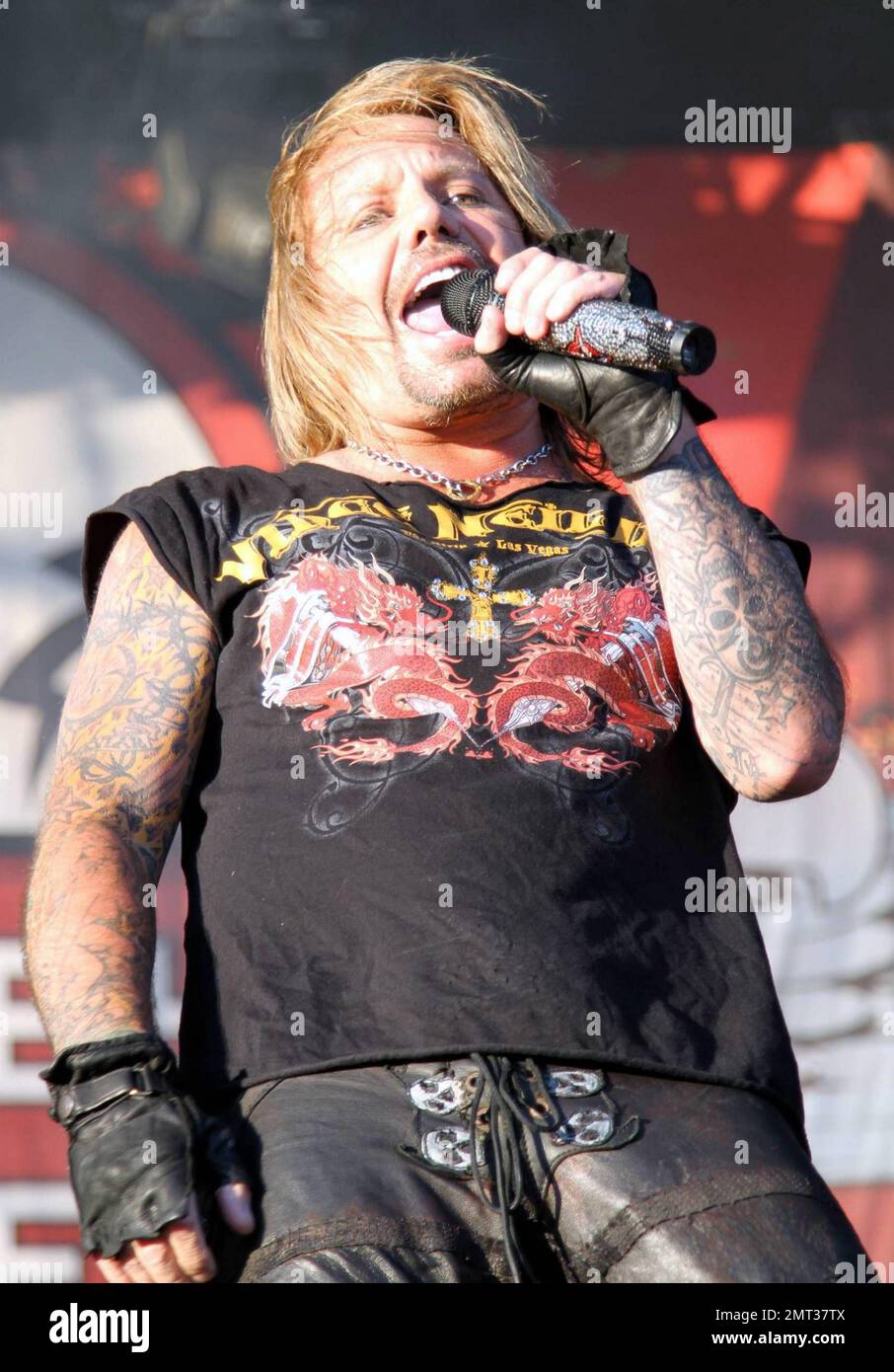 Metal legends Motley Crue perform live at the Sonisphere Festival. Lead ...