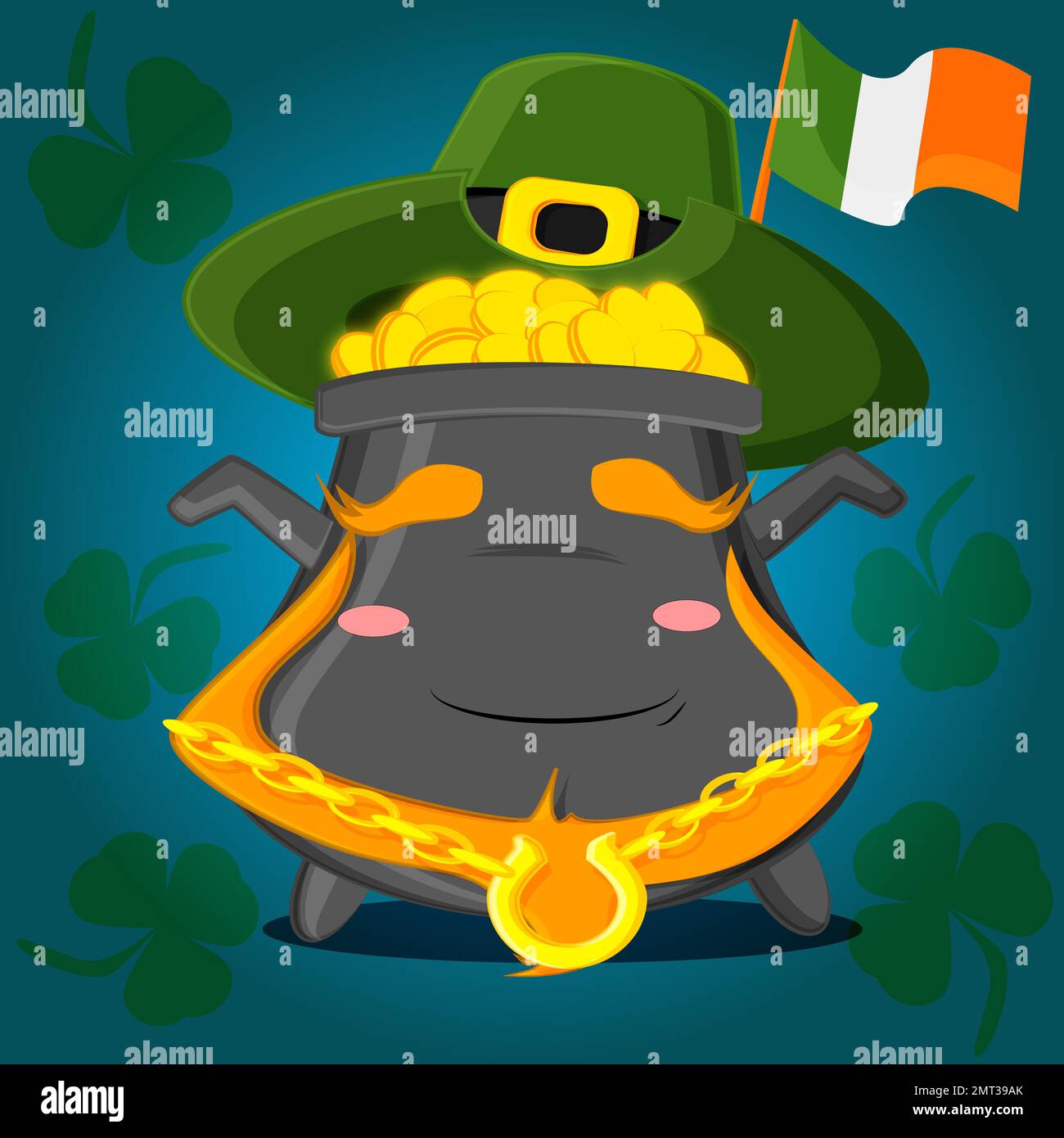 Cute pot of gold for st. patricks holiday with a hat Stock Vector Image ...