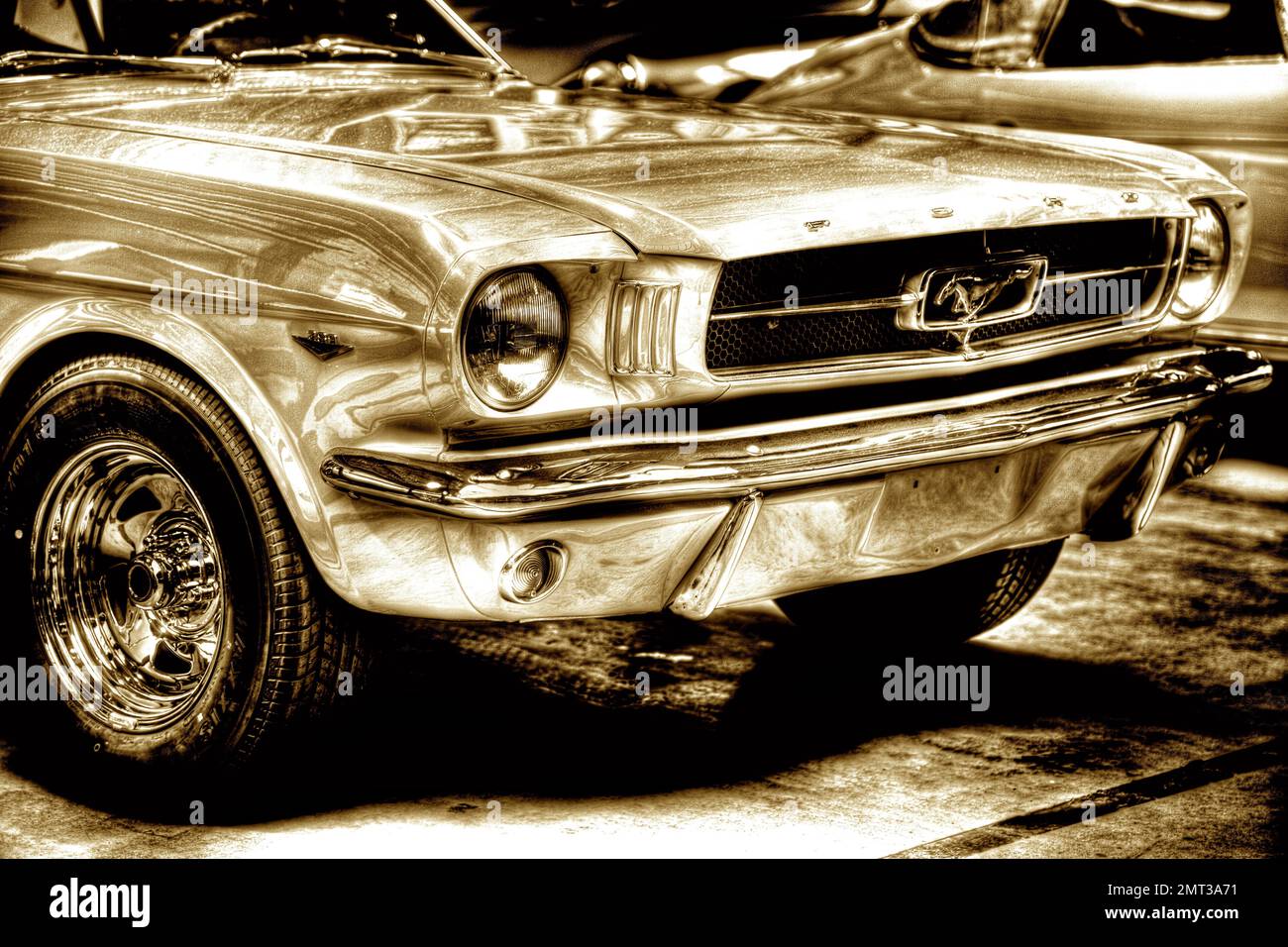 A ford mustang vintage car front side Stock Photo - Alamy
