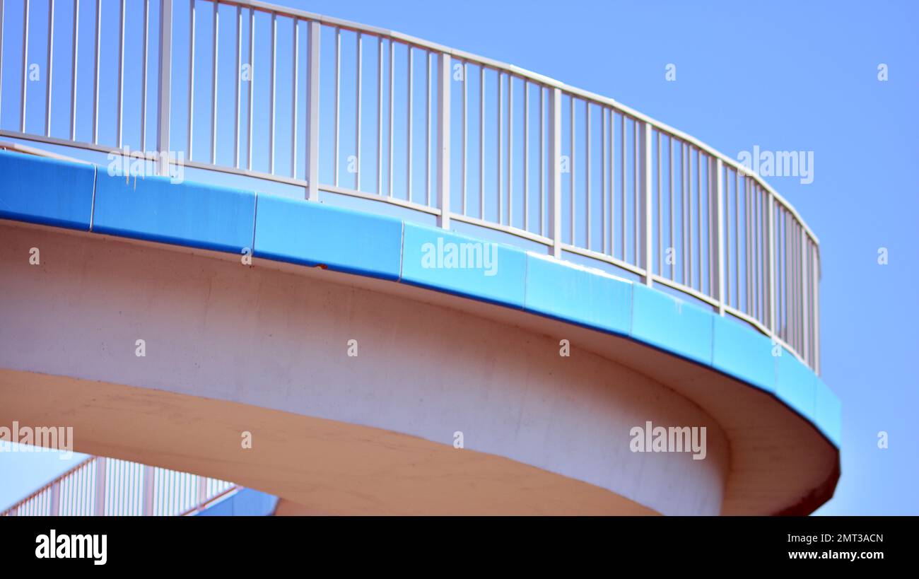 Bicycle path and sidewalk through the highway bridge Stock Photo - Alamy