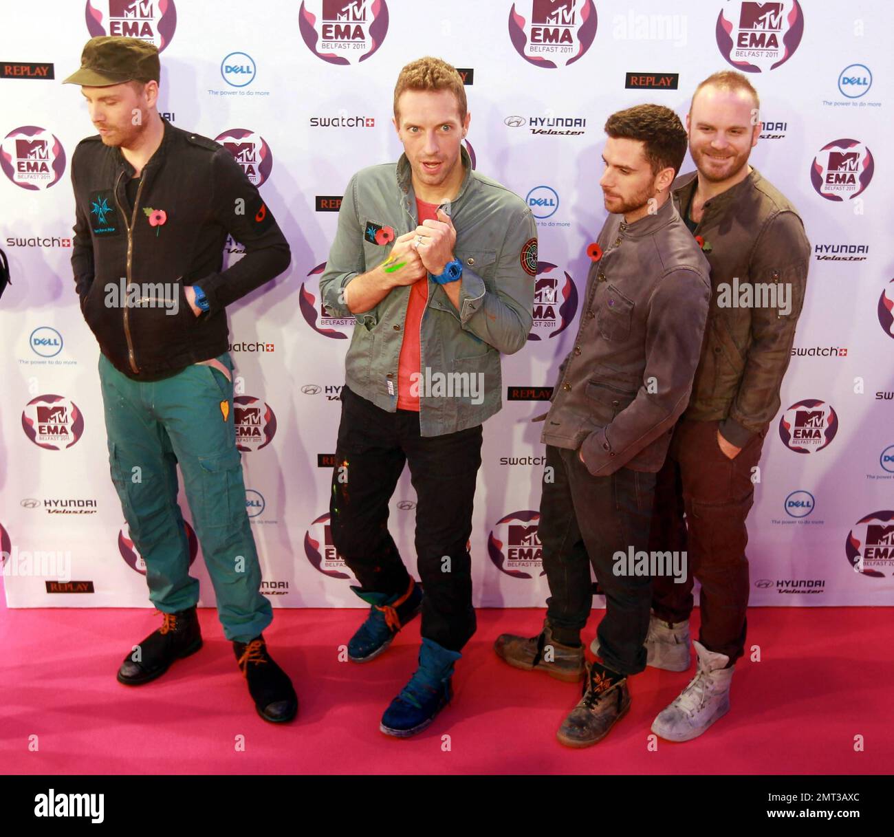 Coldplay at the MTV Europe Music Awards 2011 at the Odyssey Arena in ...