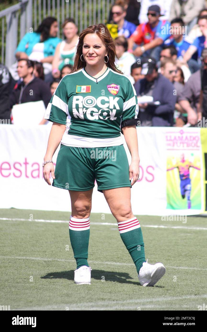 Jenni Rivera on the field during MTV Tr3s's "Rock N' Gol" World Cup ...