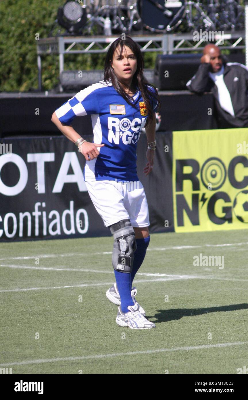 Michelle Rodriguez on the field during MTV Tr3s's "Rock N' Gol" World ...