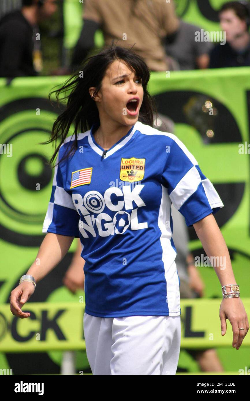Michelle Rodriguez on the field during MTV Tr3s's "Rock N' Gol" World ...
