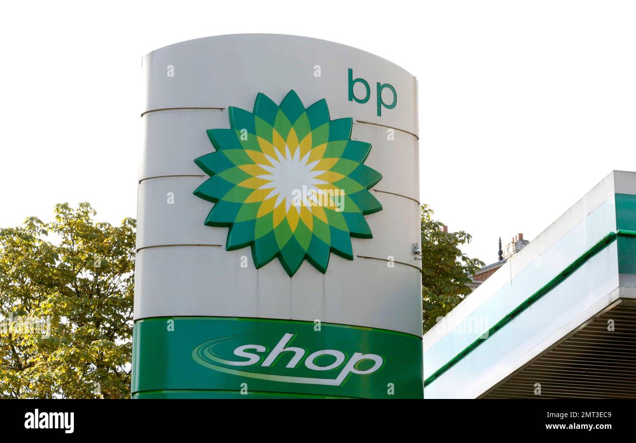 The oil producer BP company logo at a petrol station in London, Tuesday ...