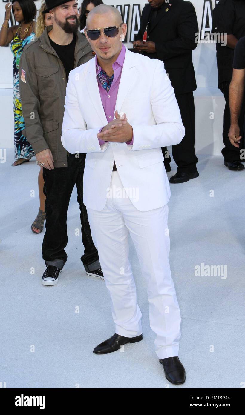 Rapper Pitbull (Armando Perez) arrives at the 2010 MTV Video Music Awards held at the Nokia ...