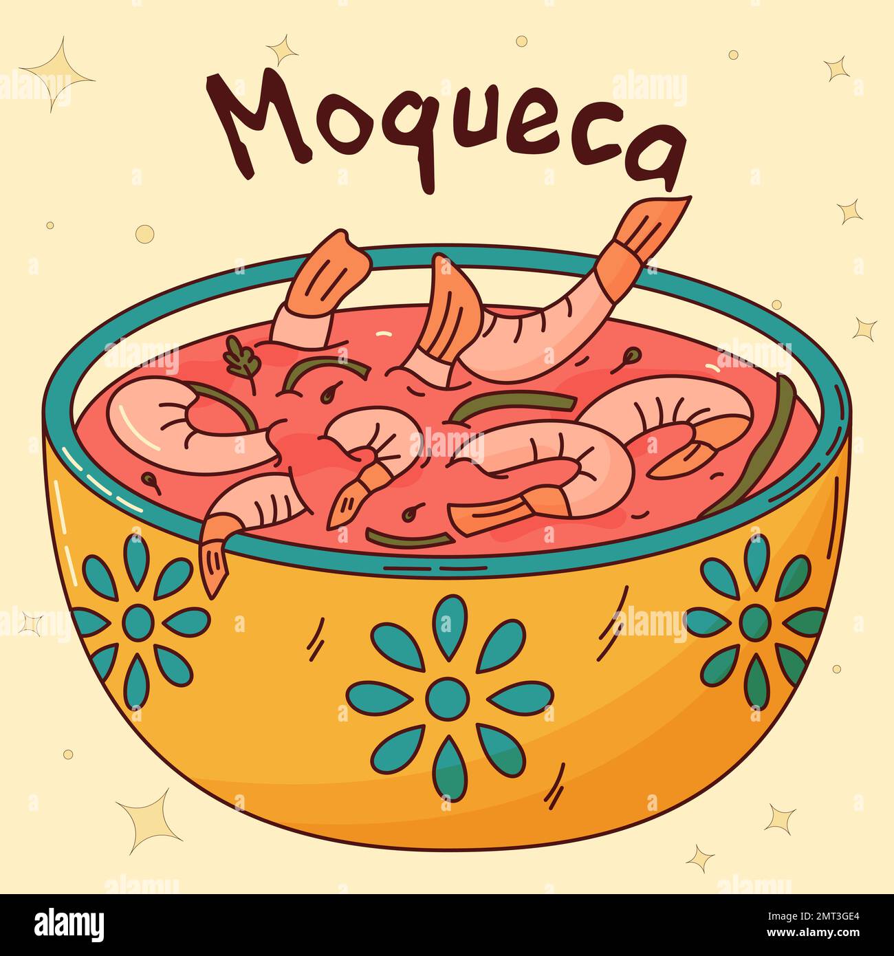 Brazilian traditional food. Moqueca. Vector illustration in hand drawn ...